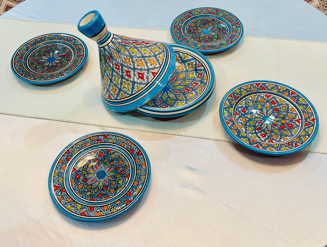Tajine Dish Moroccan, Ceramic Handmade Hand-painted Authentic Tableware ...
