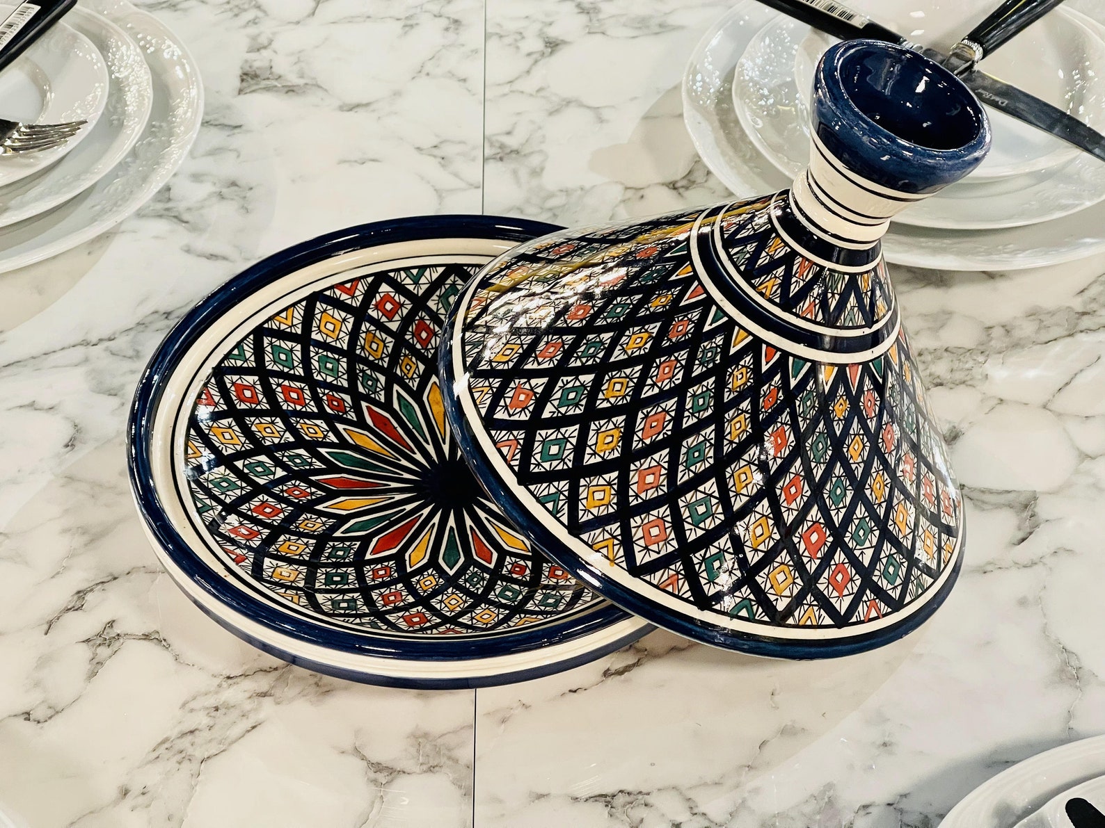 Moroccan Large Tagine Hand-painted Pottery Tajine Handmade | Etsy