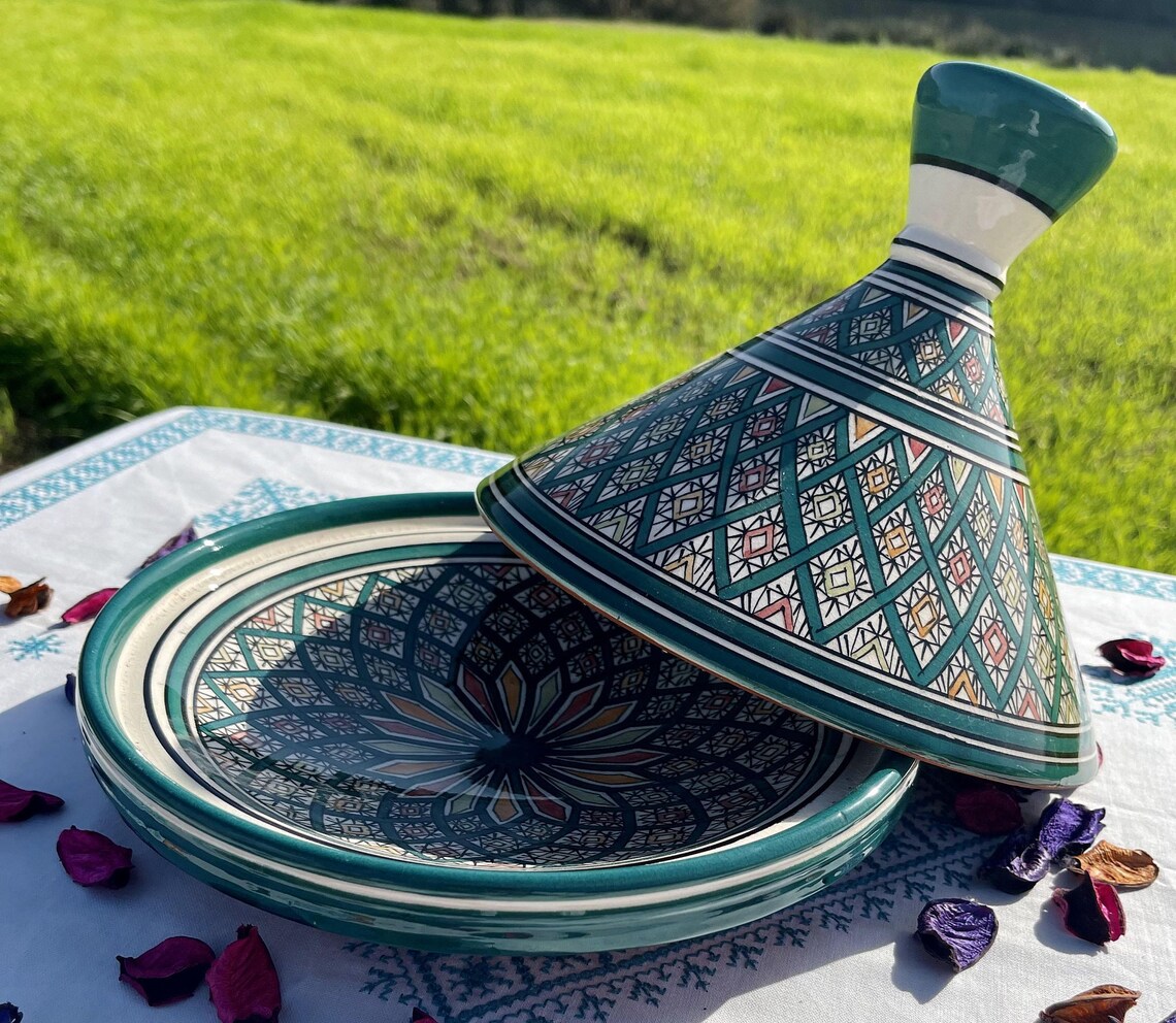 Moroccan Ceramic Tagine for Cooking and Serving, Hand Painted Tajine ...