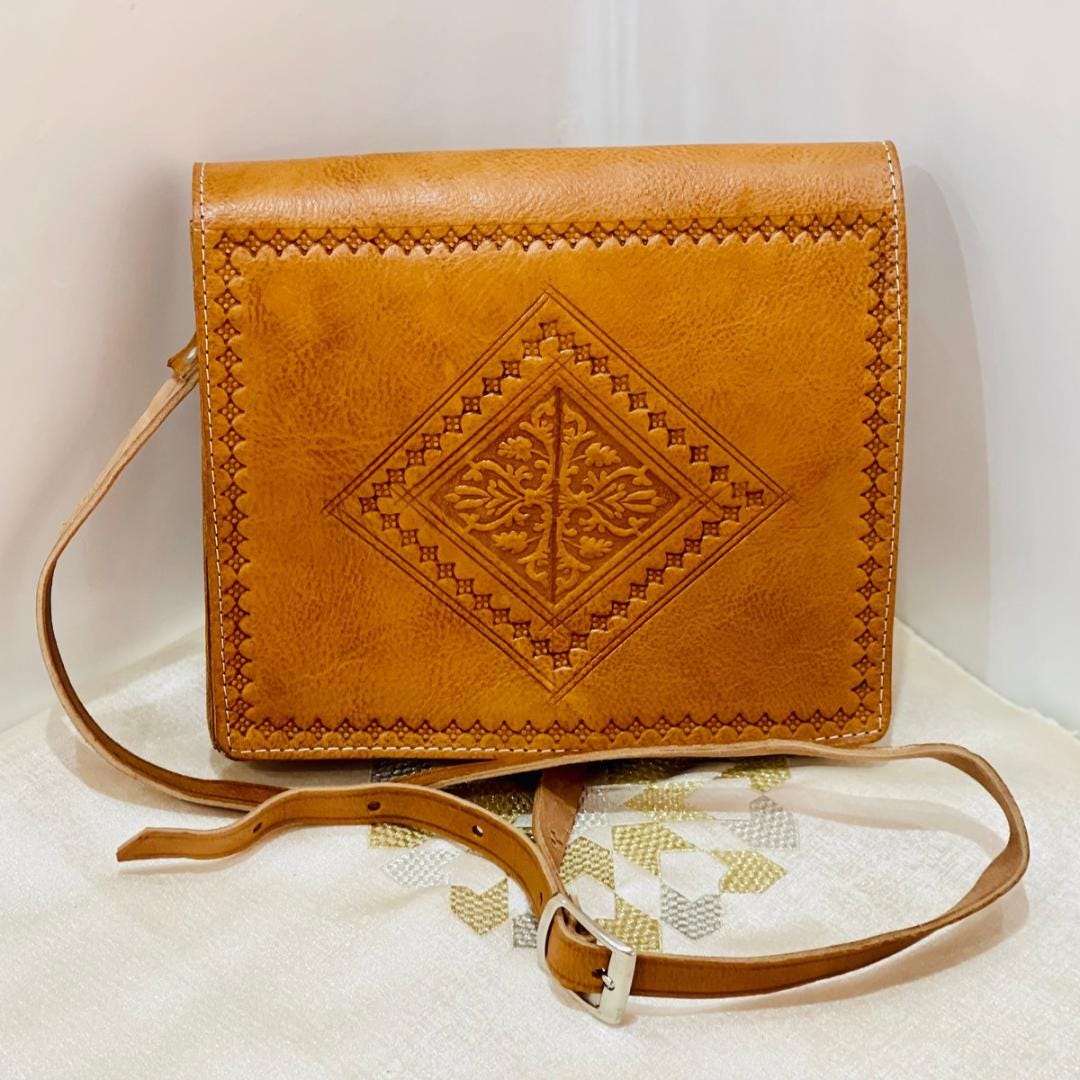 Moroccan Leather Bag, Genuine Leather Crossbody Bag, Moroccan Shoulder ...