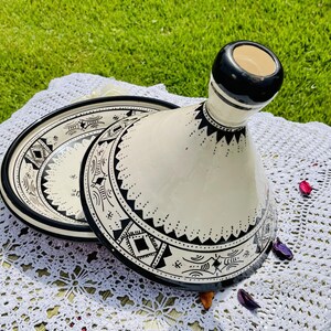 Moroccan Large Ceramic Tagine for Cooking and Serving, Hand-painted in ...
