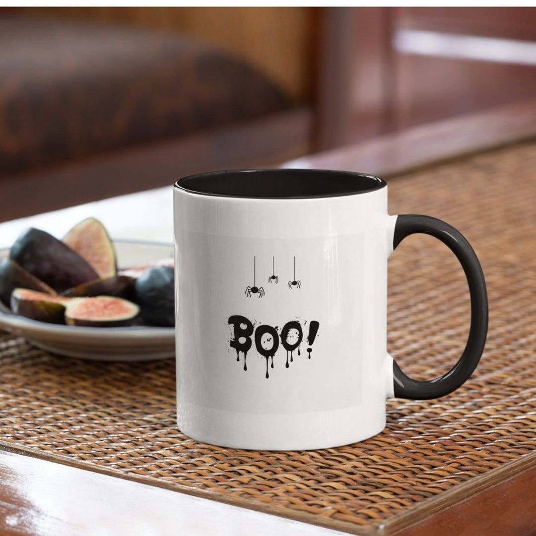 Halloween Boo Mug With Spiders, Halloween Mug With Spiders, Mug With Spiders, Boo Mug, Scary Mug ...