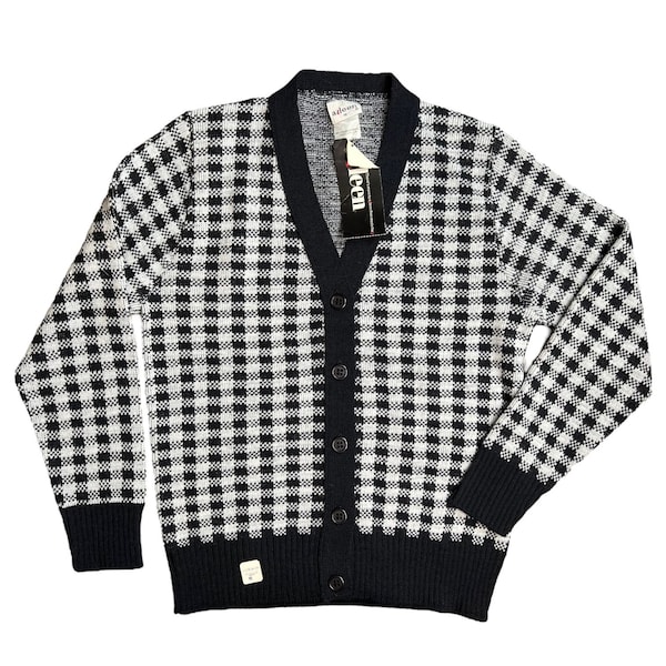 Black and White Checkered Cardigan - Etsy