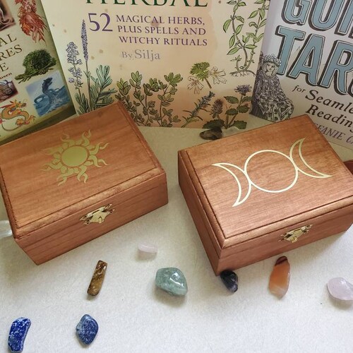 Sun and Moon Wood Box/sun and Moon Stash Box/keepsake - Etsy