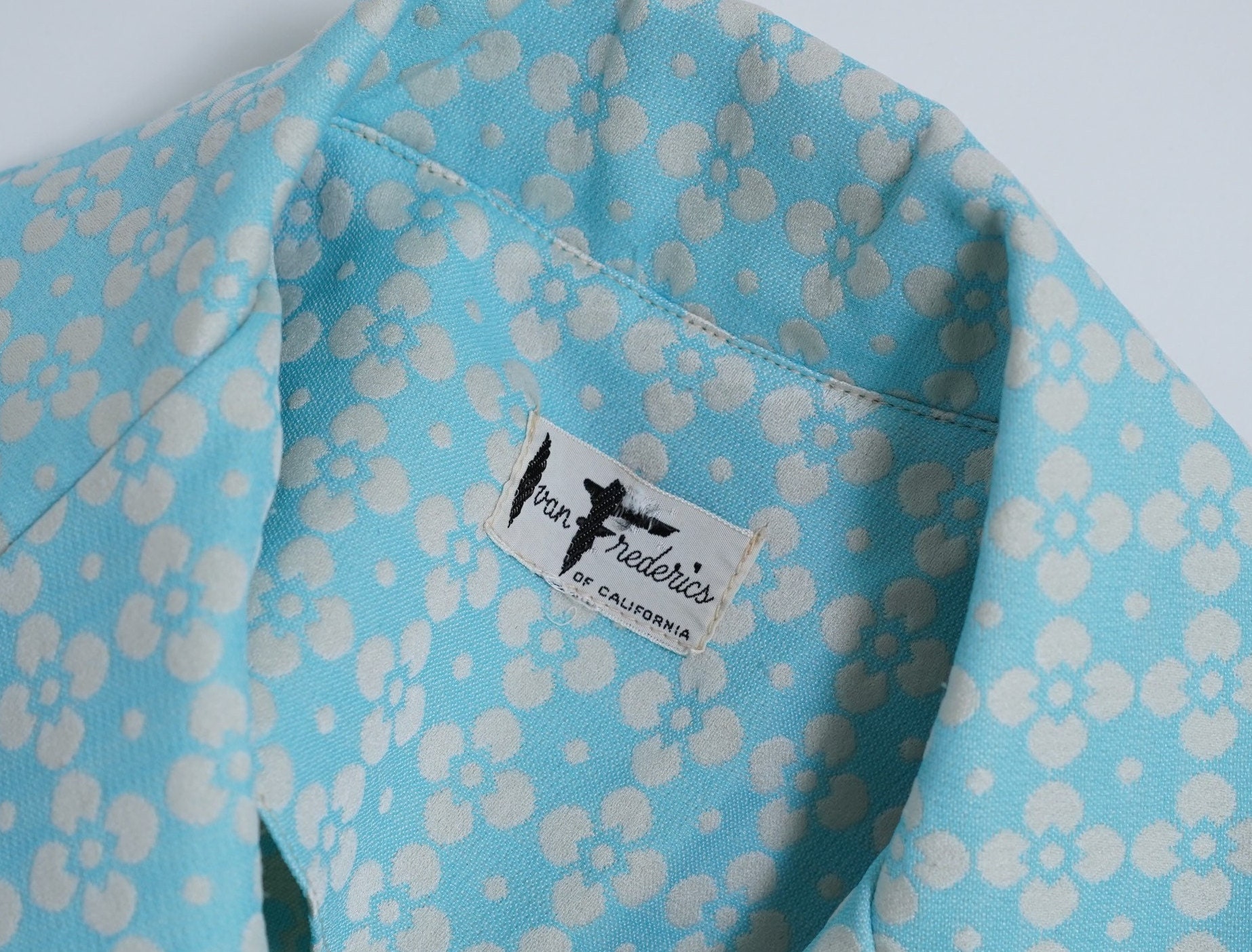 Adorable 60s Vintage Mod Baby Blue Patterned Dress by ivan Frederics of ...