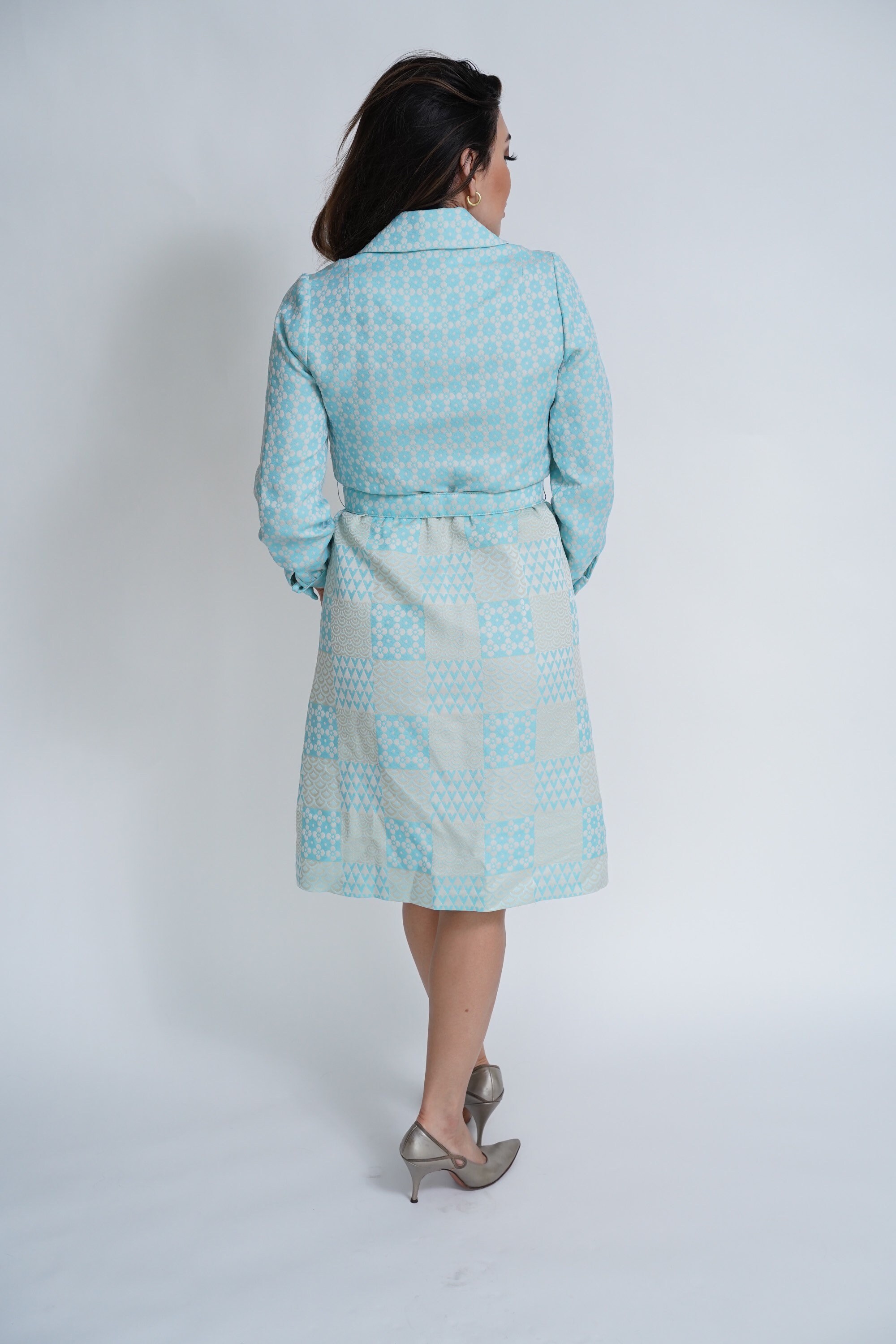 Adorable 60s Vintage Mod Baby Blue Patterned Dress by ivan Frederics of ...