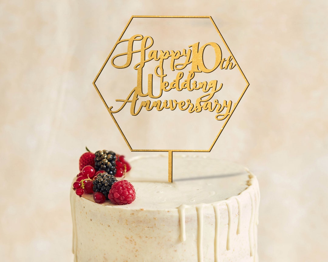 Happy Anniversary Cake Topper Personalized 10th Anniversary - Etsy