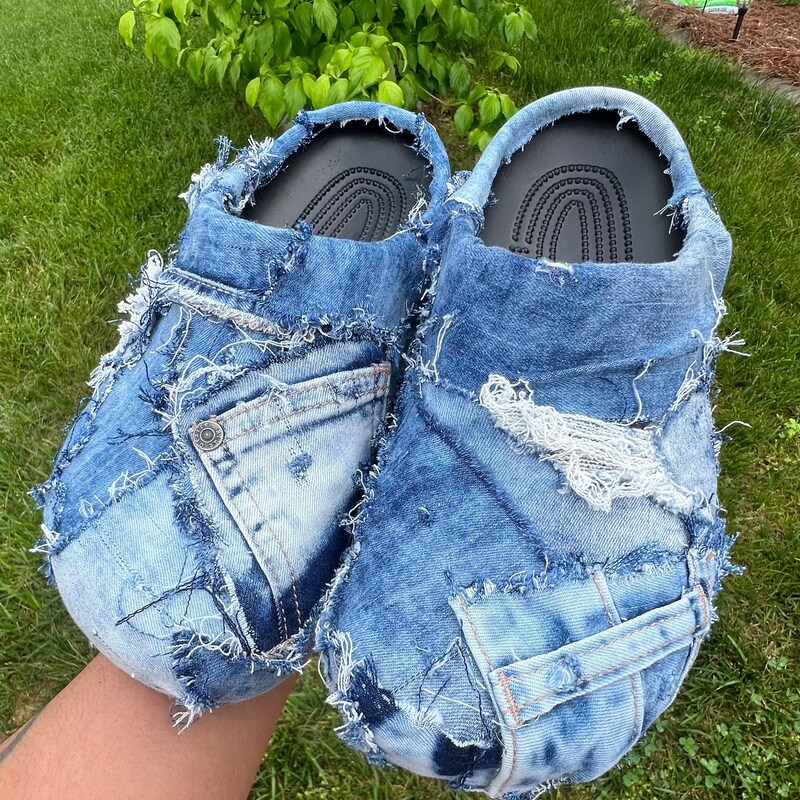 Denim Slides - Etsy