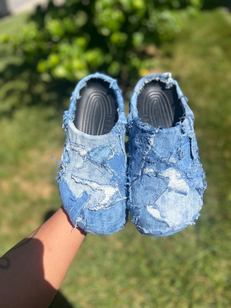 Custom Denim Crocs - Etsy