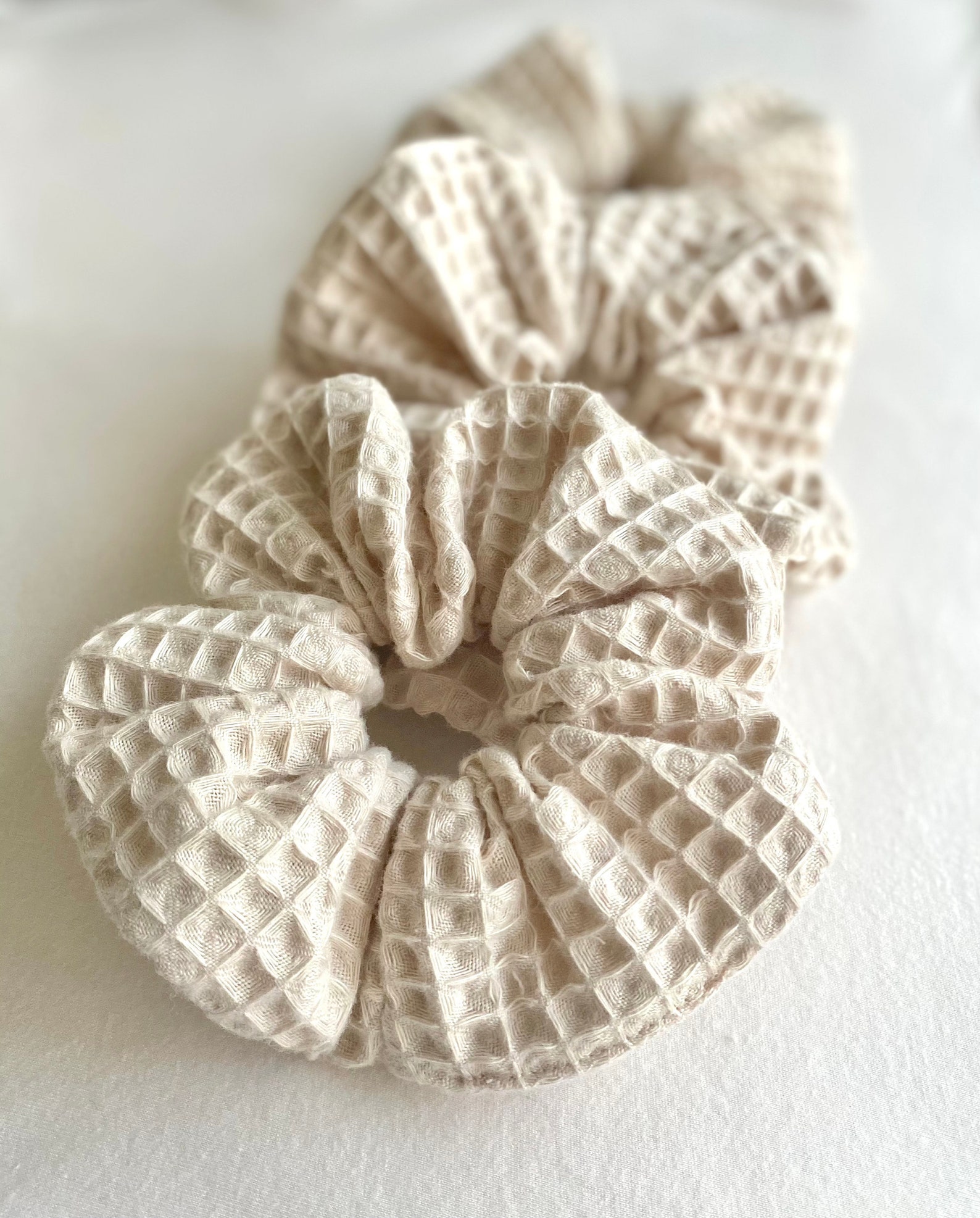 Waffle Fabric Scrunchies | Beige Scrunchies | Ponytail Holders ...