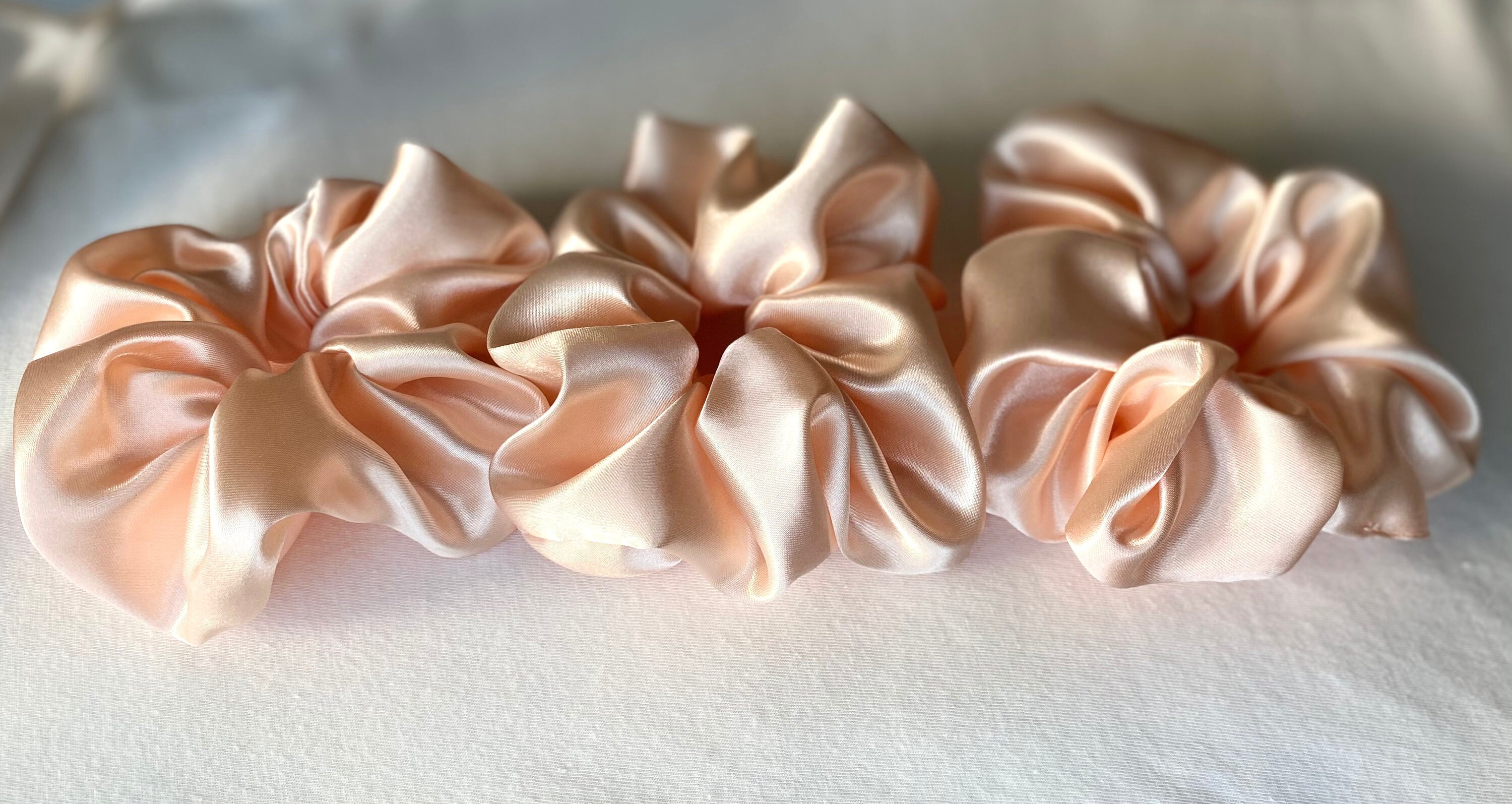 Peach Satin Scrunchies | Pink Satin Scrunchies | Ponytail Holders ...