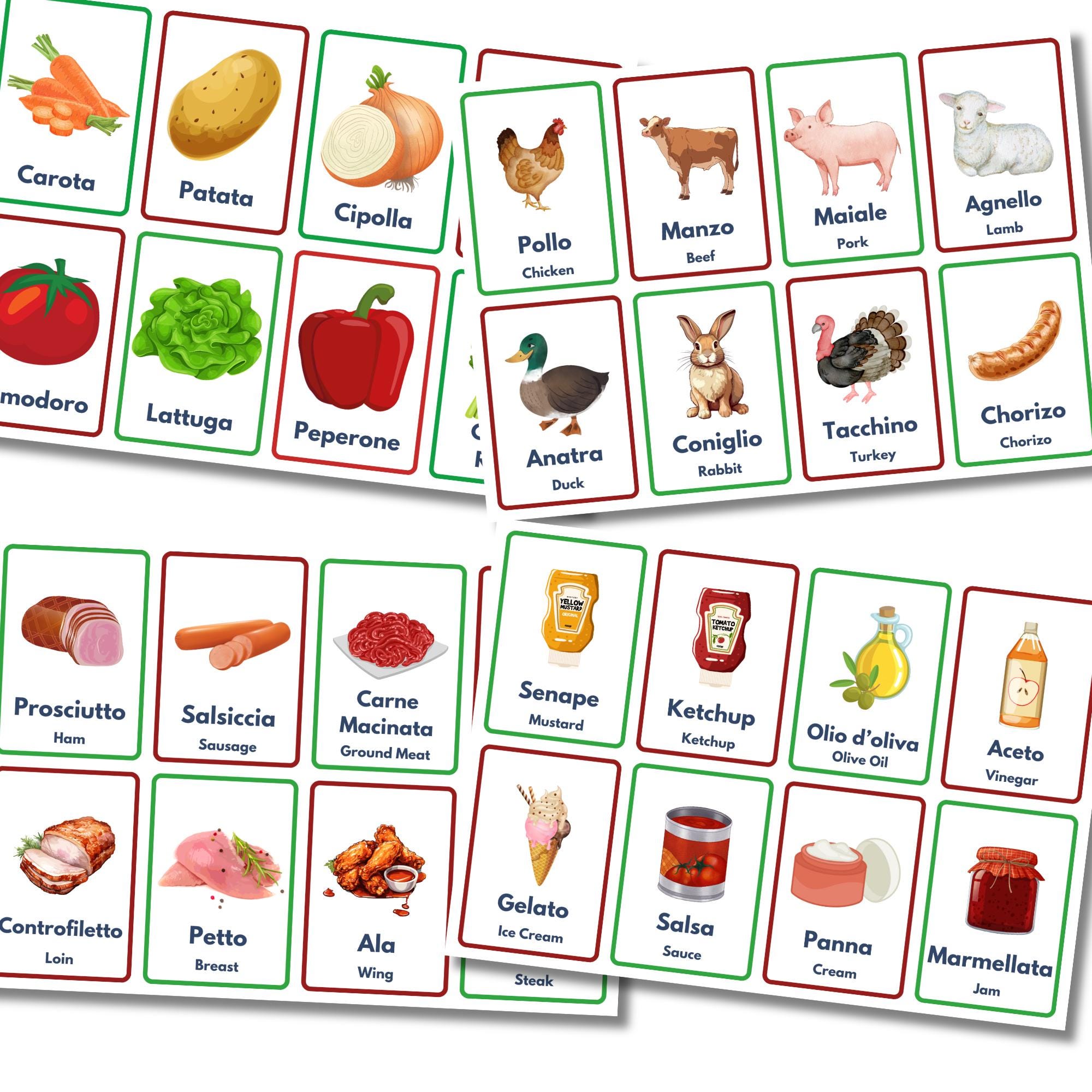 Italian Food Flashcards | Learn Italian | Printable PDF - Etsy