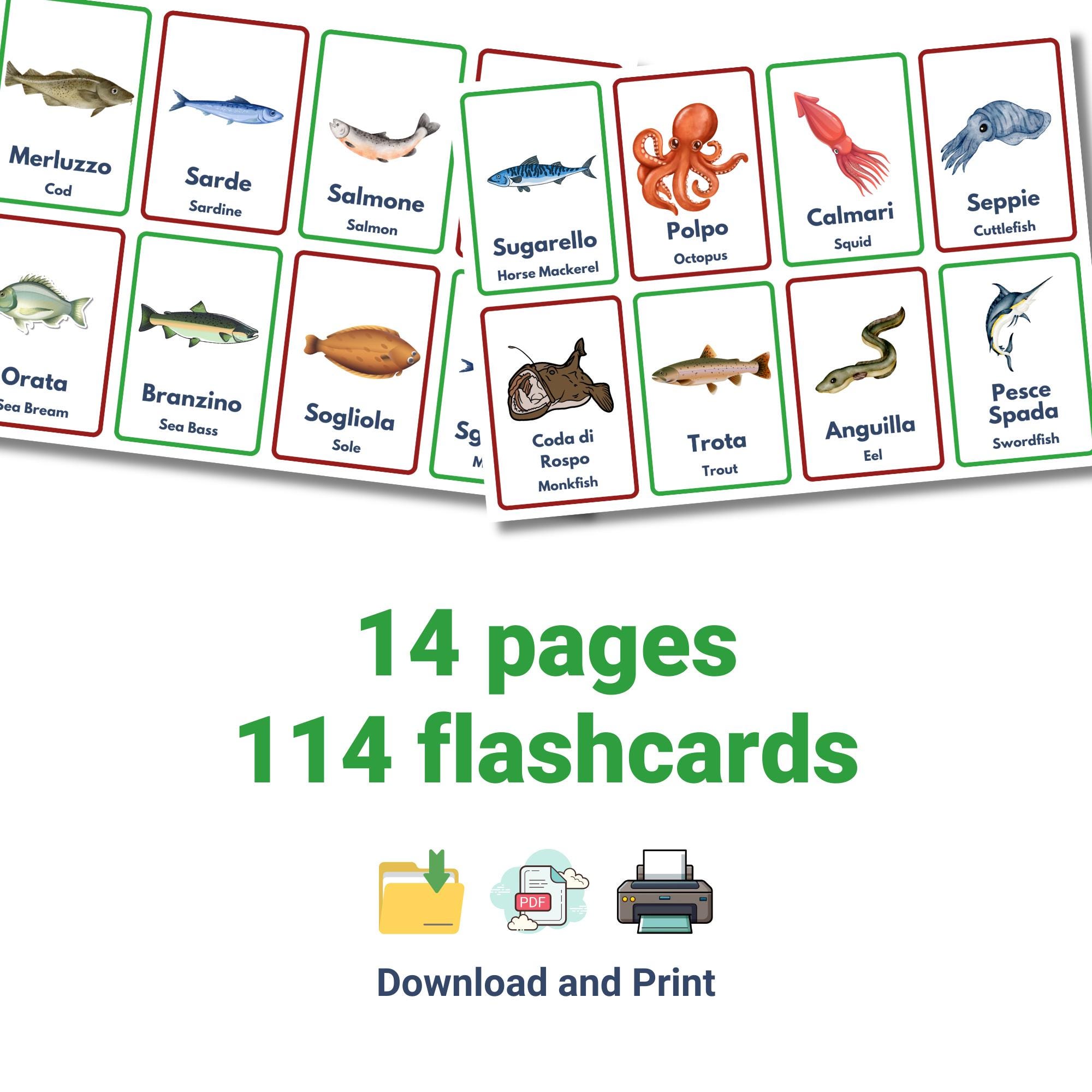 Italian Food Flashcards | Learn Italian | Printable PDF - Etsy