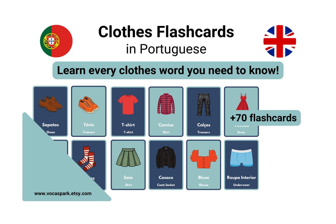 Clothes and Accessories Vocabulary Flashcards – Learn European ...