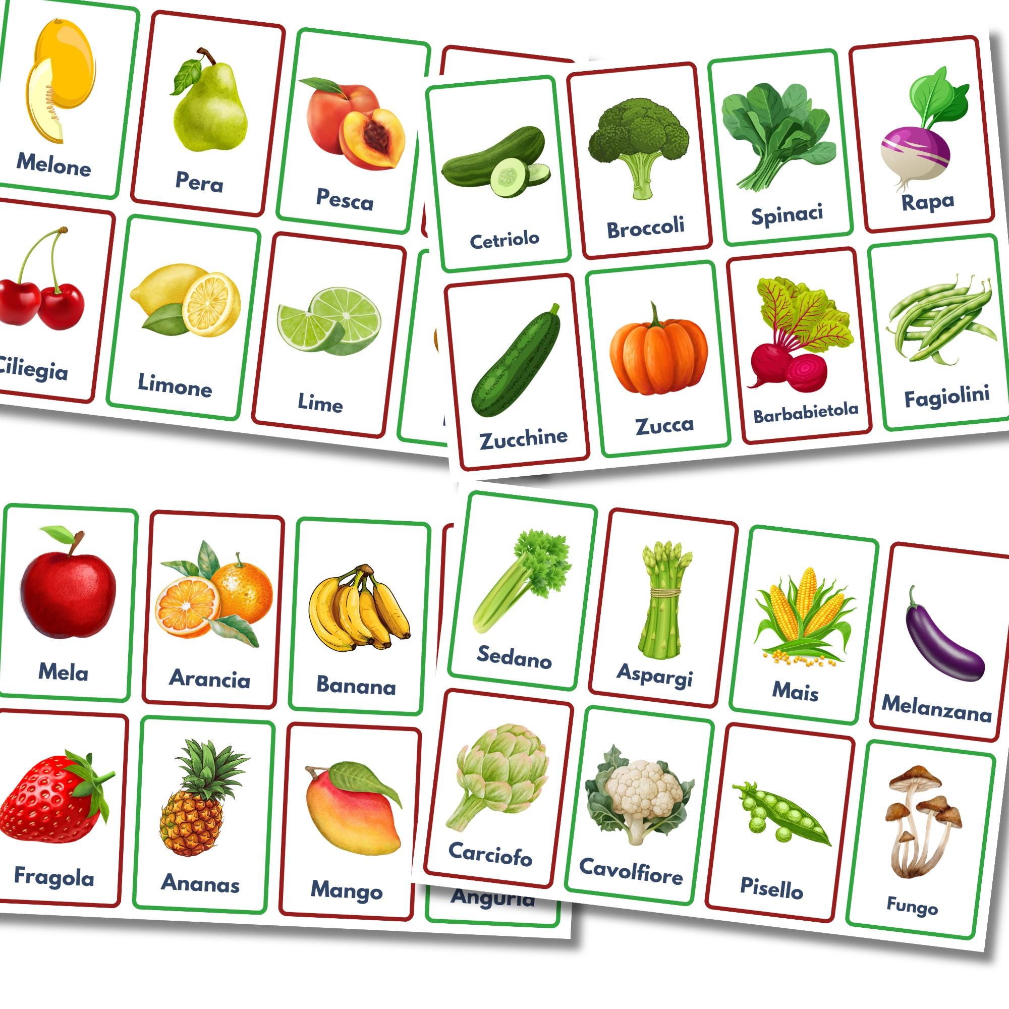 Italian Food Flashcards | Learn Italian | Printable PDF - Etsy