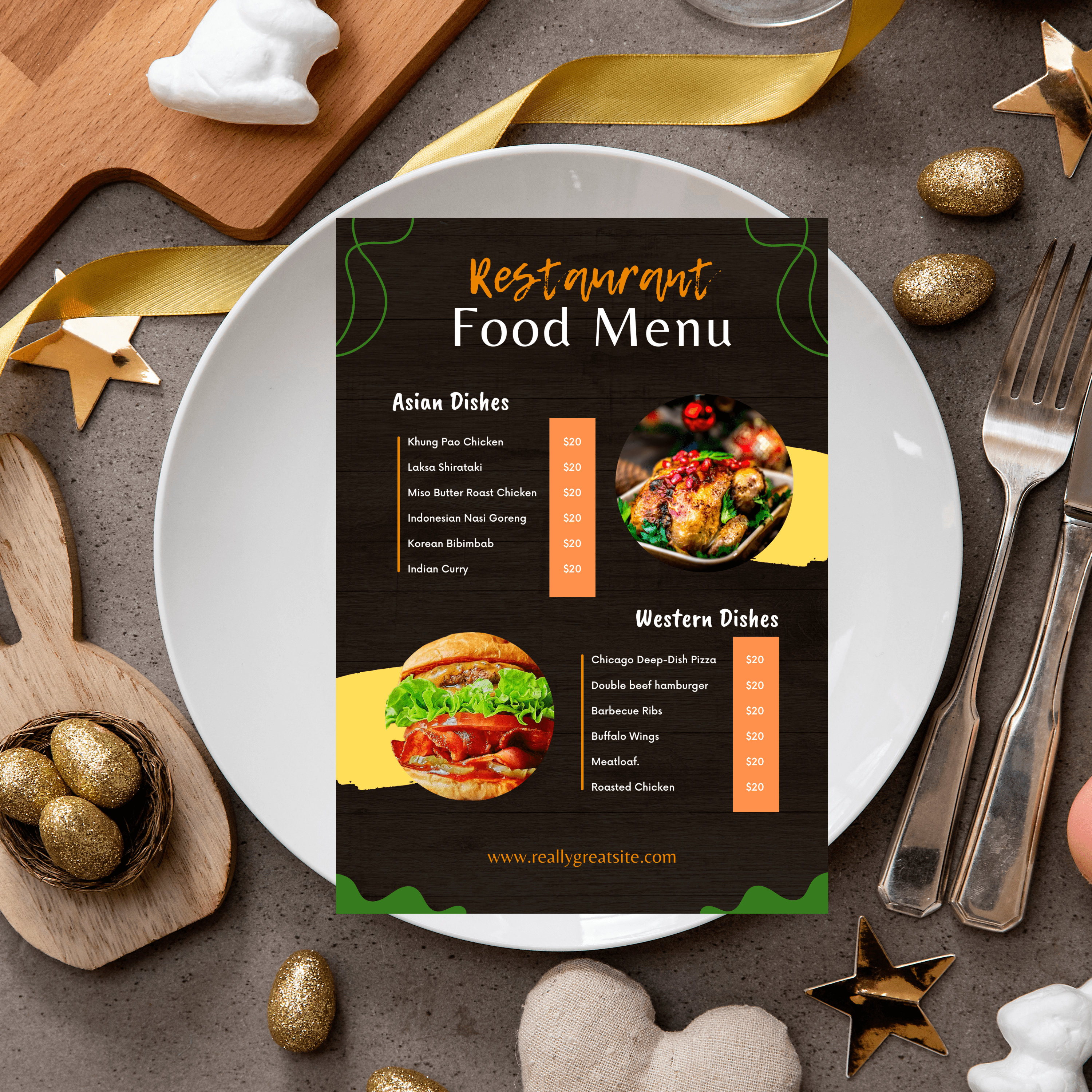 Customizable Restaurant Menu Template - Editable and Printable Design ...