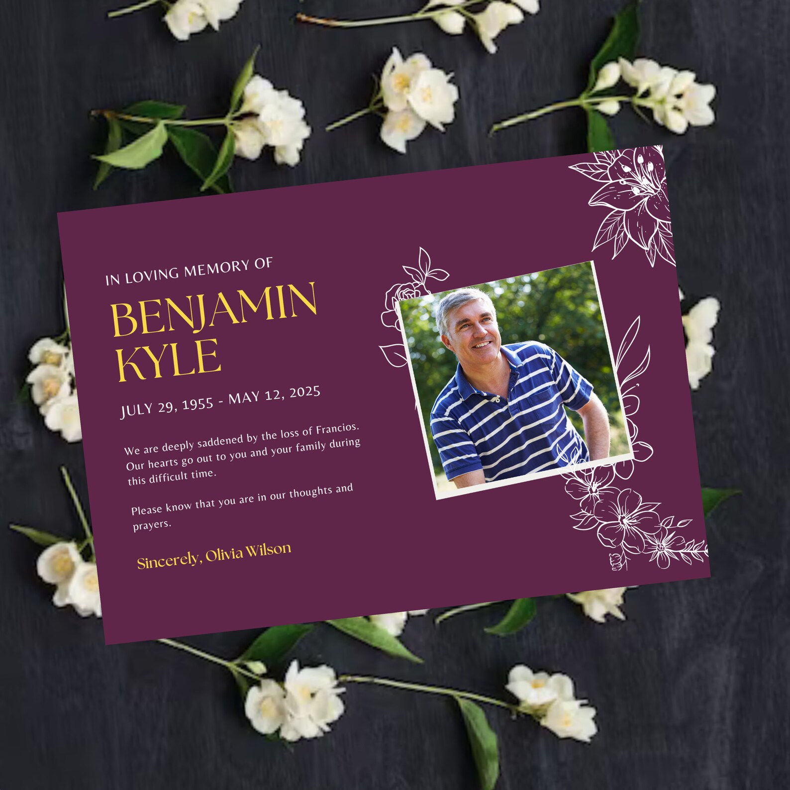 Sympathy Thank You Cards: Elegant Funeral Thank You Card Templates for ...