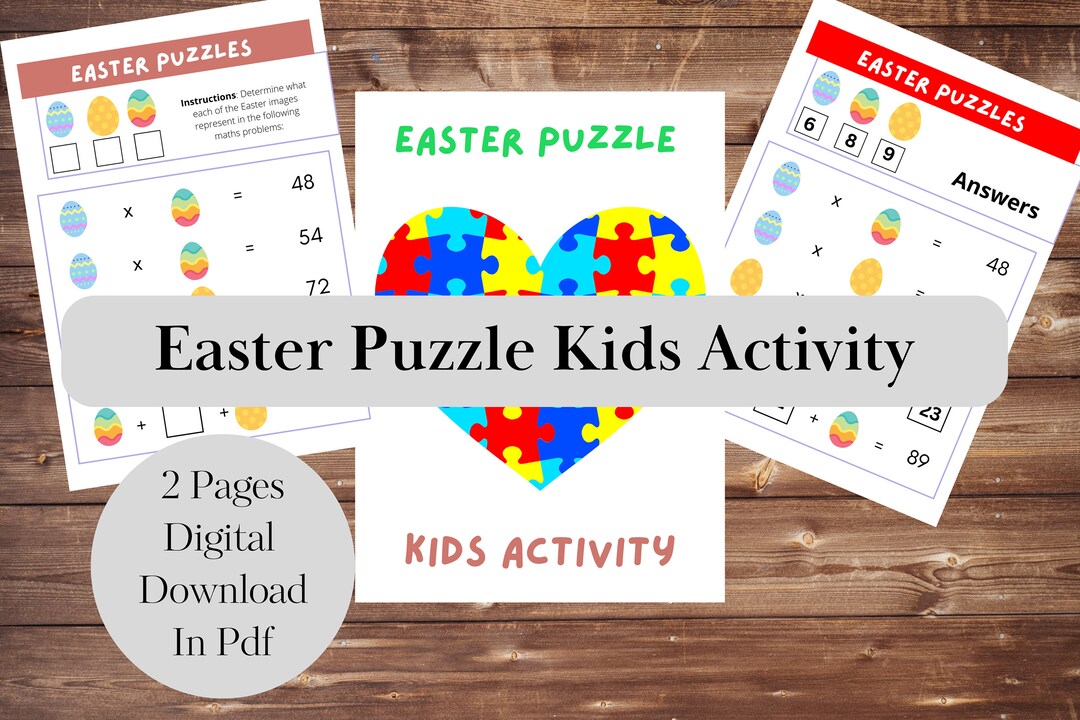 Easter Math Puzzle Game Activity Book for Kids - Fun and Educational ...