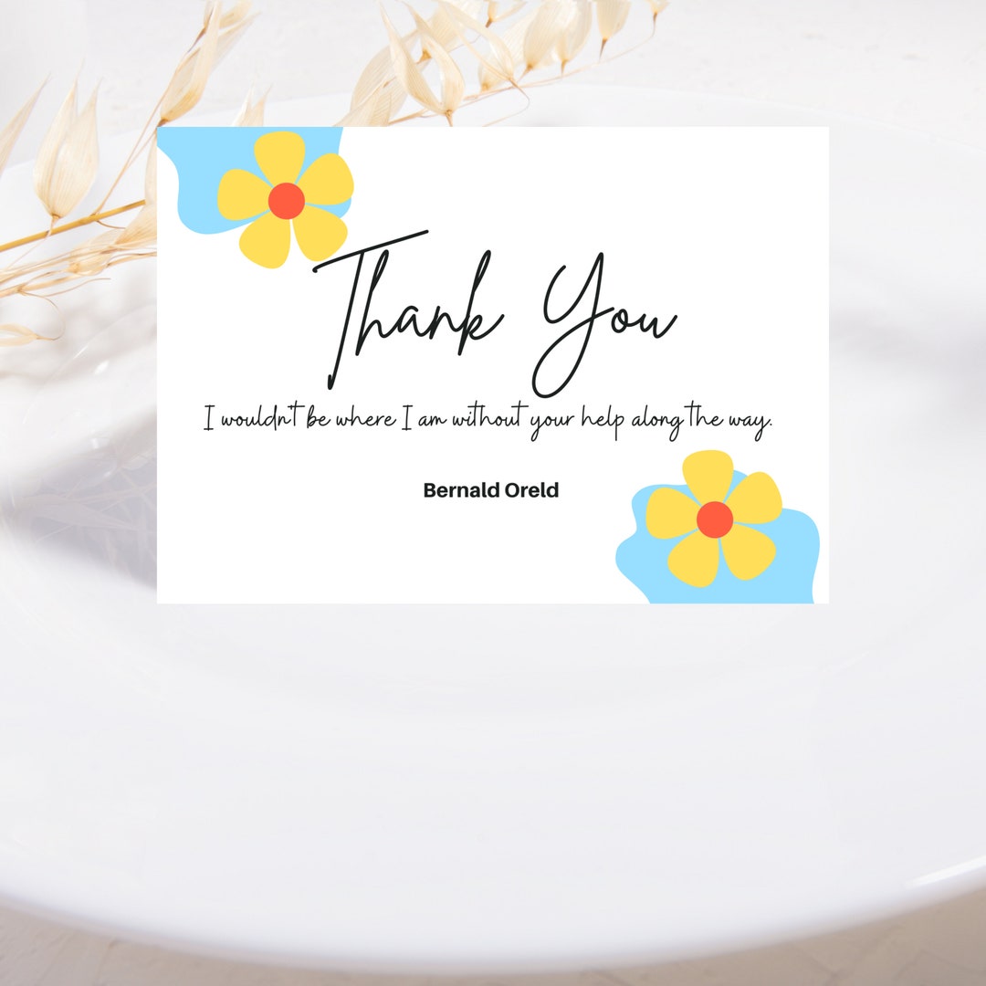 Modern Script Thank You Card Template | Editable Printable Card ...