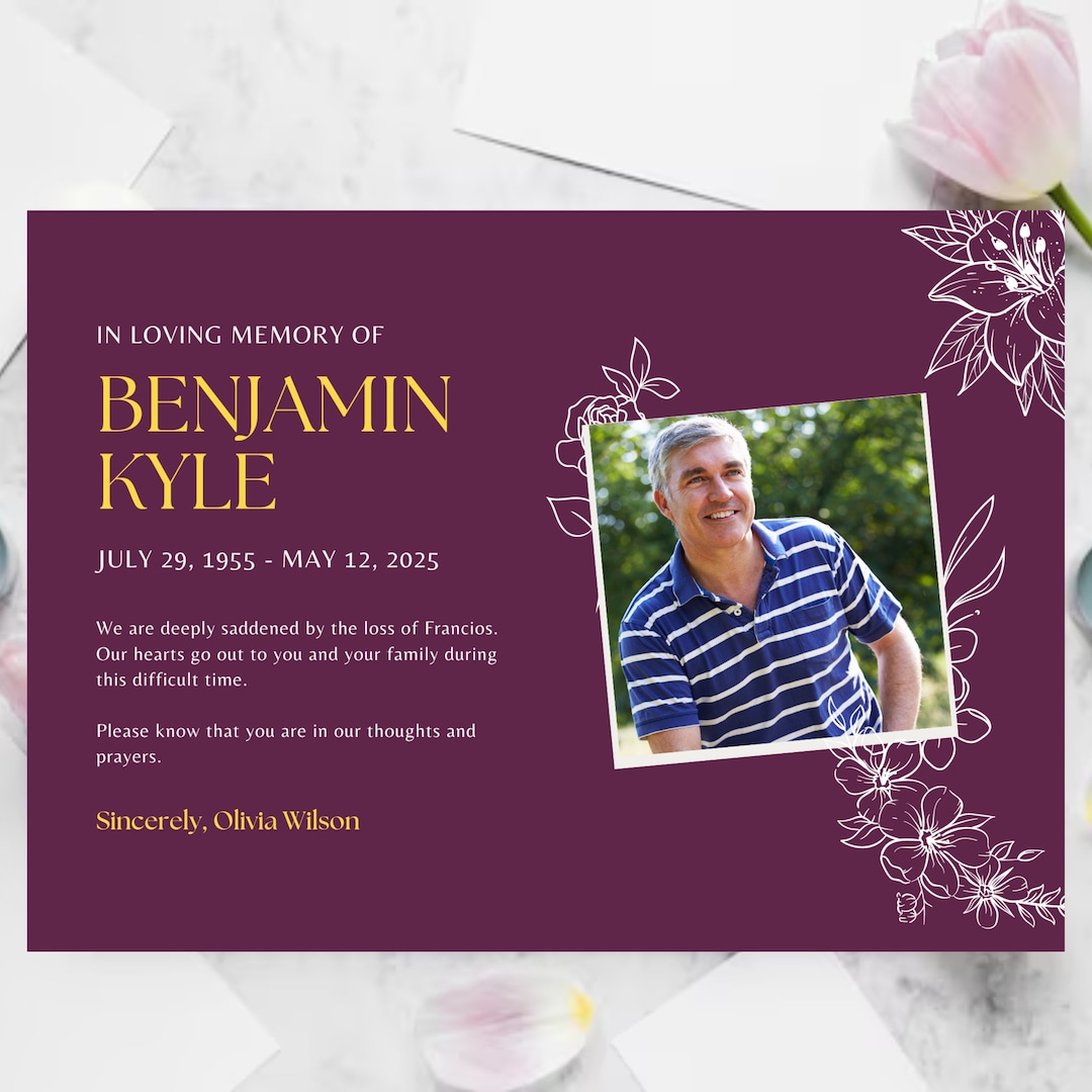 Sympathy Thank You Cards: Elegant Funeral Thank You Card Templates for ...