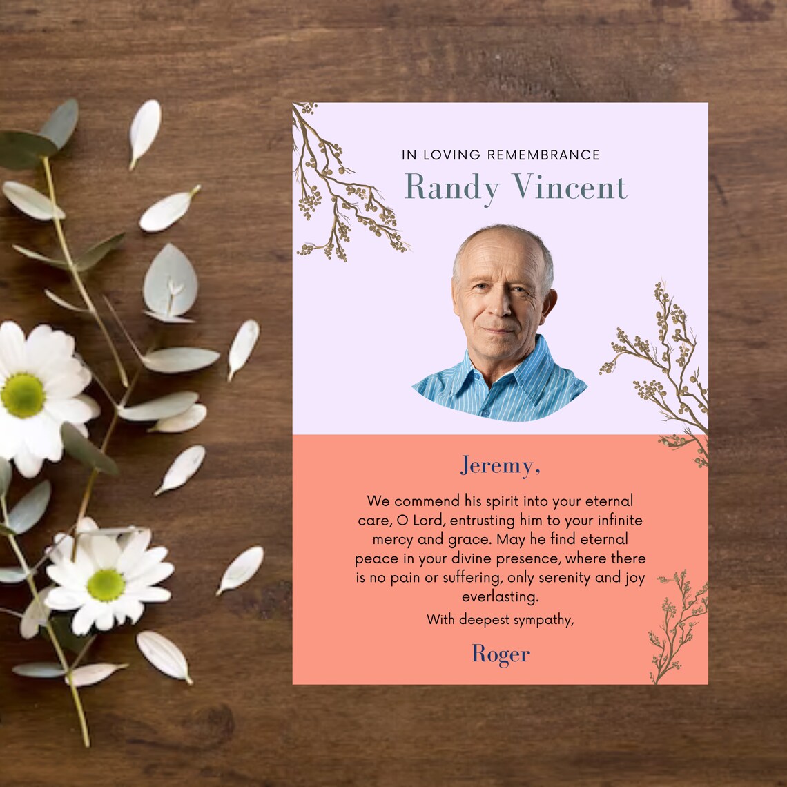 Unique Funeral Prayer Card Templates: Personalized Remembrance Cards ...