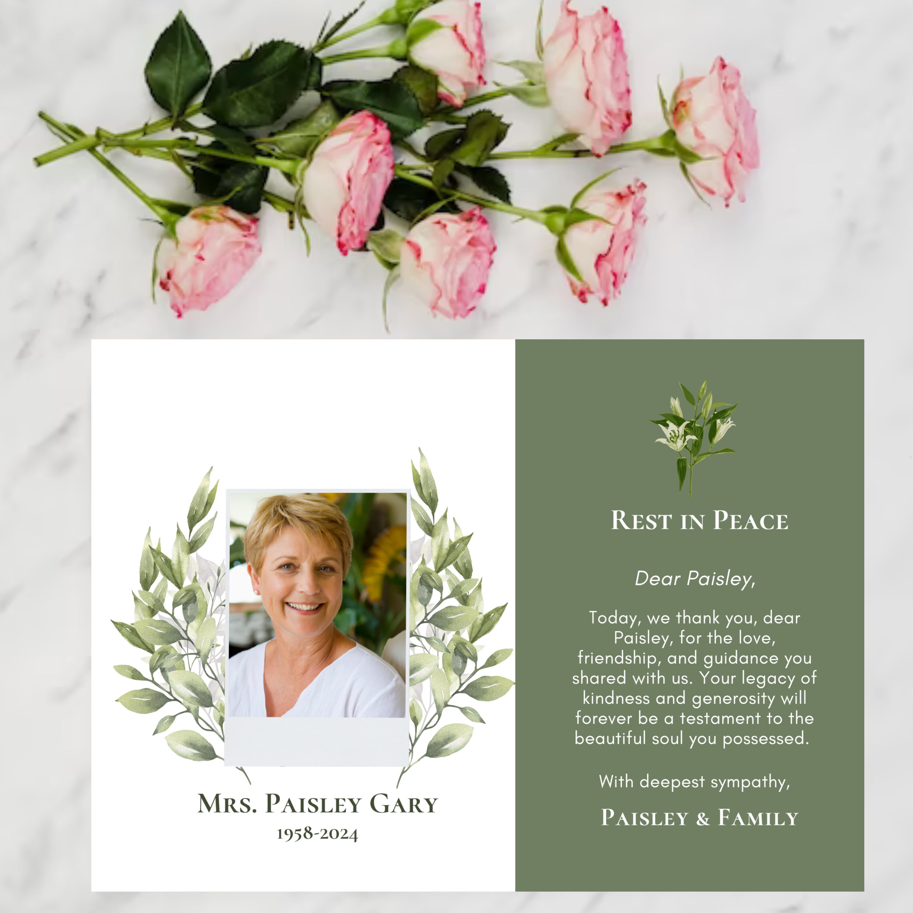 Personalized Funeral Thank You Card Templates | Custom Sympathy ...