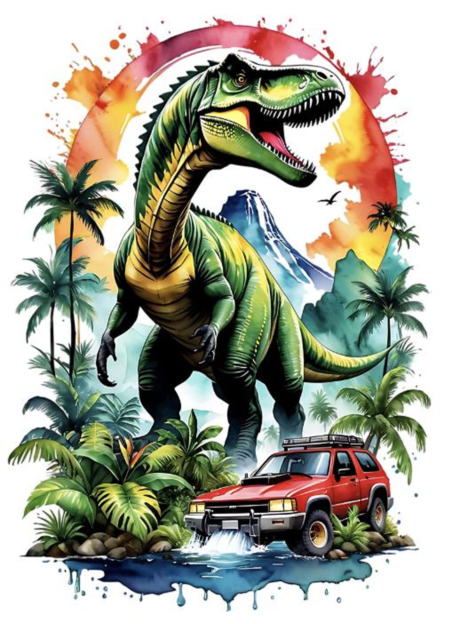 Multiple 20oz PNG Jurassic Park, T-rex, Watercolor Designs, Sublimation ...