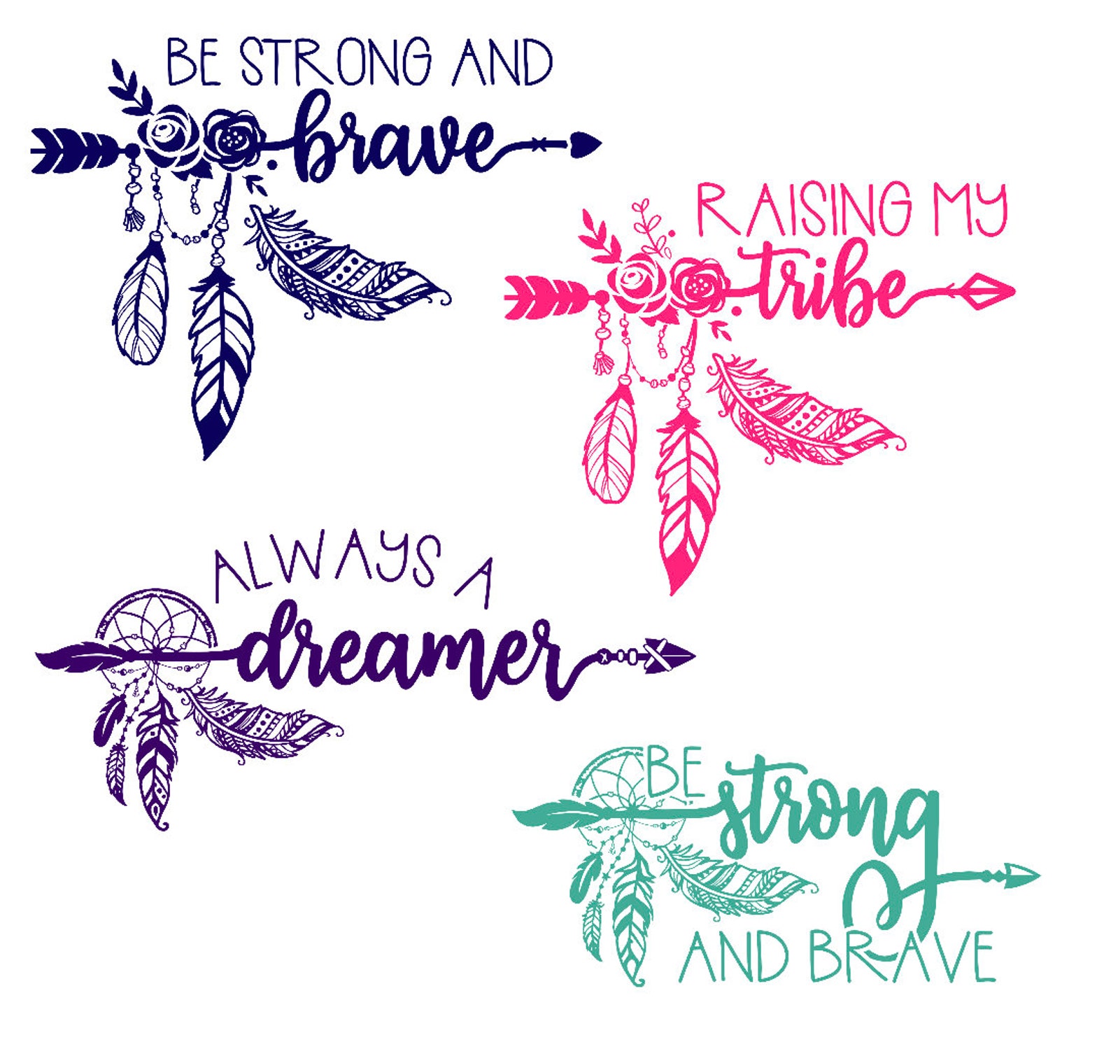 Bohemian Designs, Dream Catcher, Words of Affirmation, SVG - Etsy