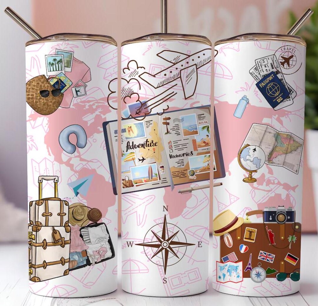 Travel Tumbler Wrap, Seamless 20oz Skinny Tumbler Sublimation, Vacation ...