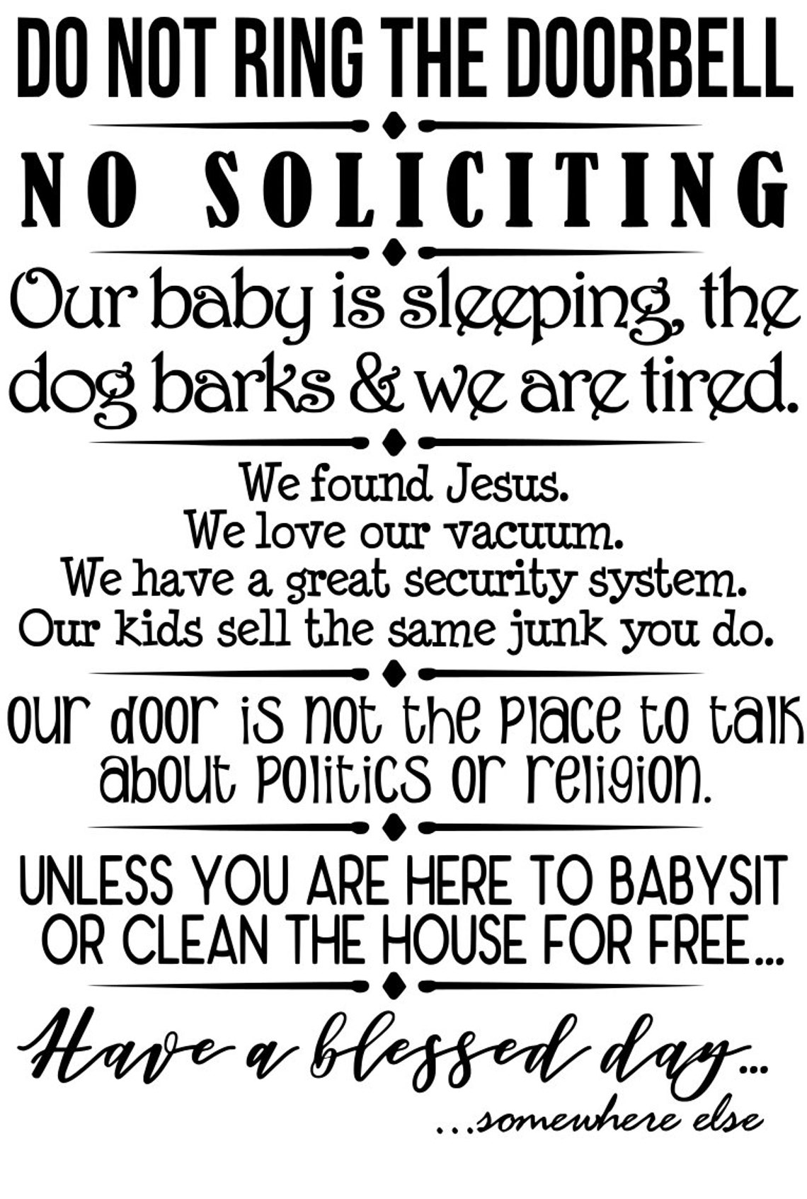 No Soliciting Door Sign SVG - Humorous Visitor Sign SVG - Home Decor ...