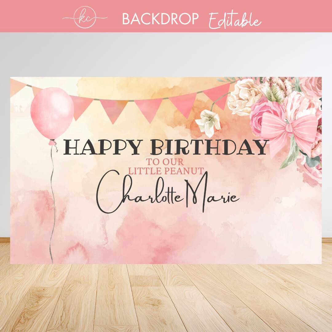 Our Little Peanut 3x5' Backdrop| Elephant Theme Birthday Decorations ...