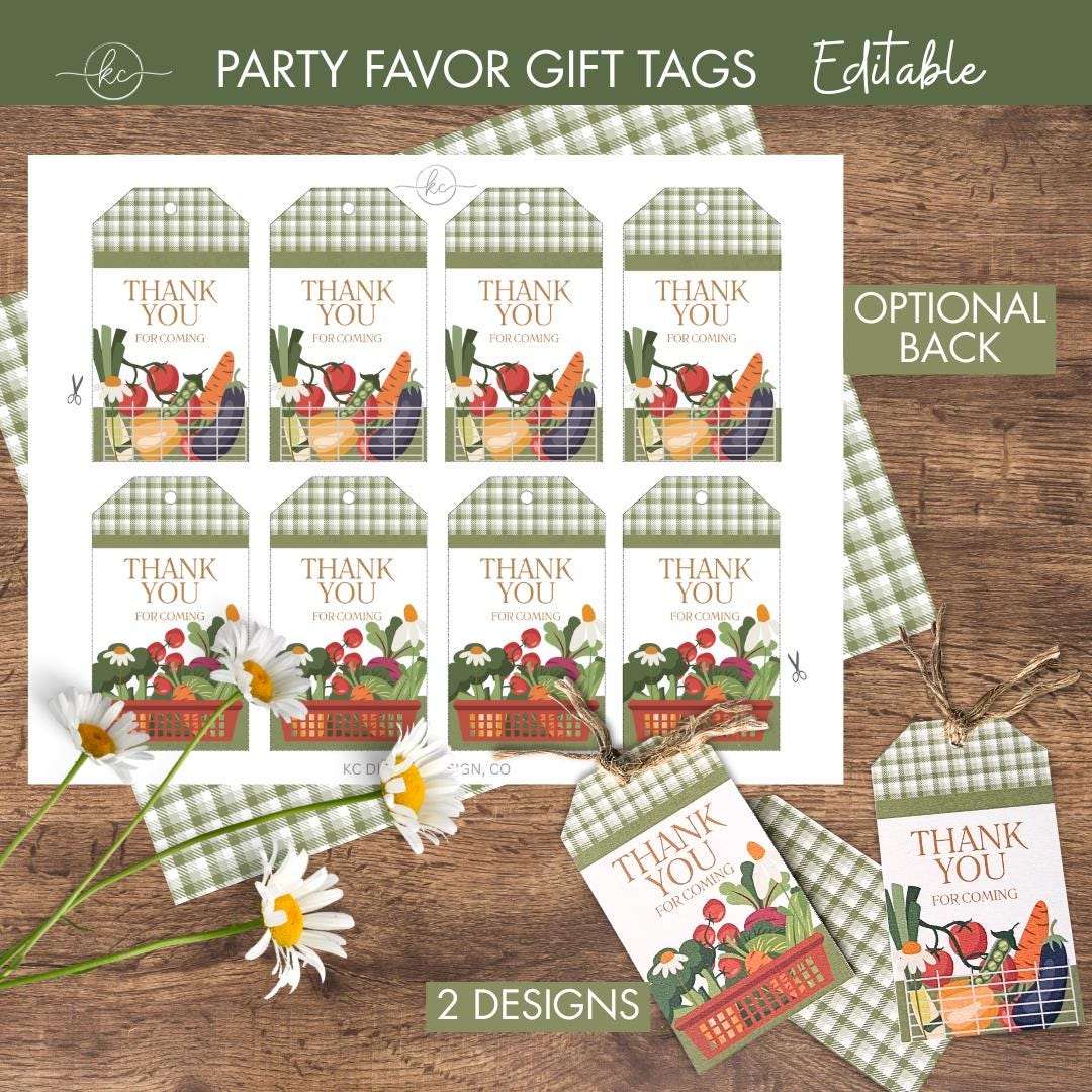 Local Grown Farmers Market Party Favor Gift Tags Birthday Party ...