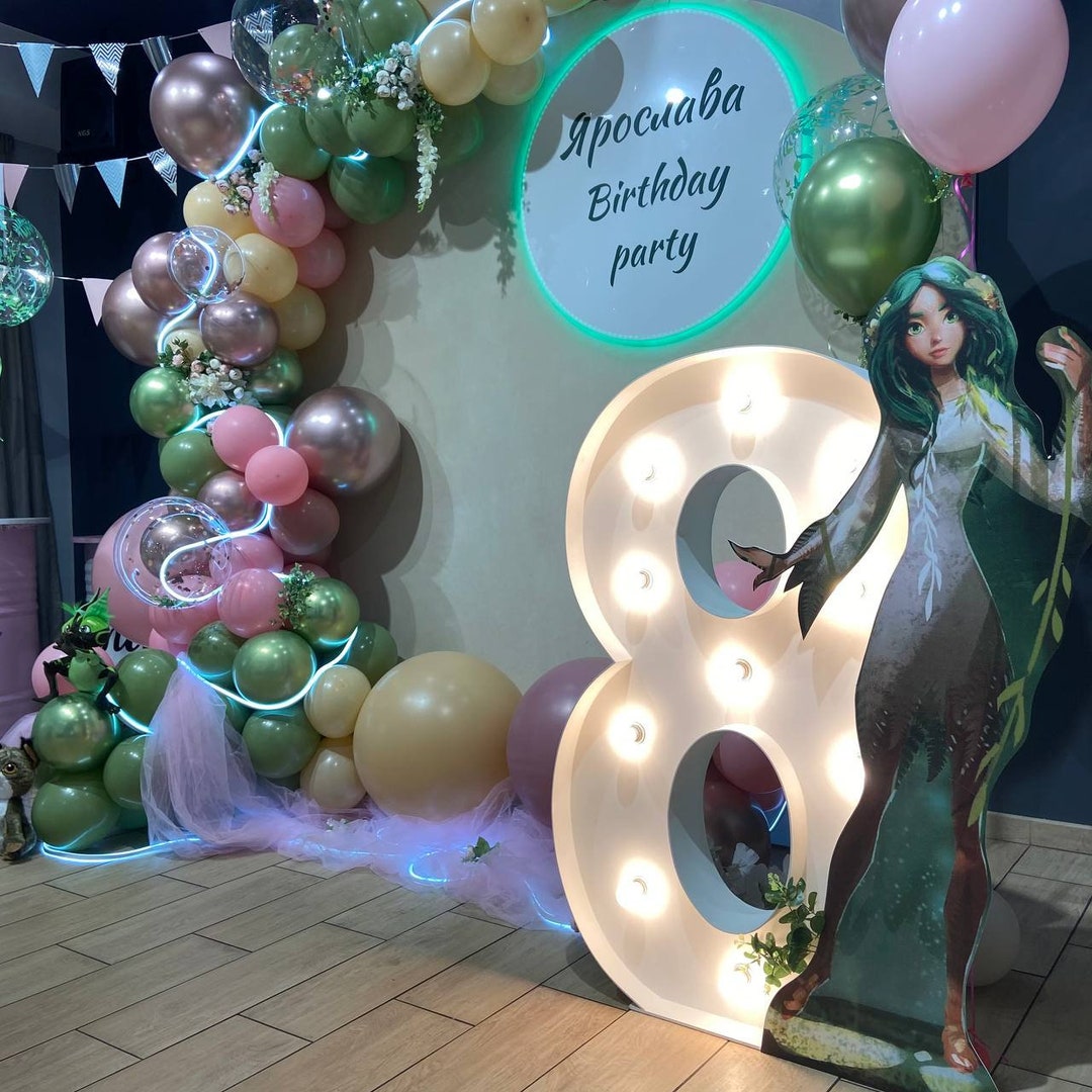 Giant White Number 8 With Bulbs. A Big Number for a Birthday Party ...