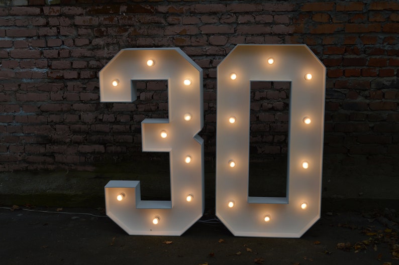 Large Numbers With Light Bulbs, Numbers for Birthday, Anniversary ...