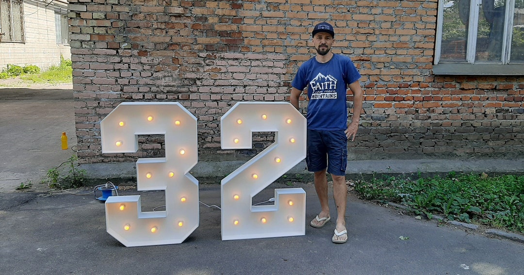 Large Marquee Numbers 4ft Tall, Giant Light up Numbers, Photo Booth ...