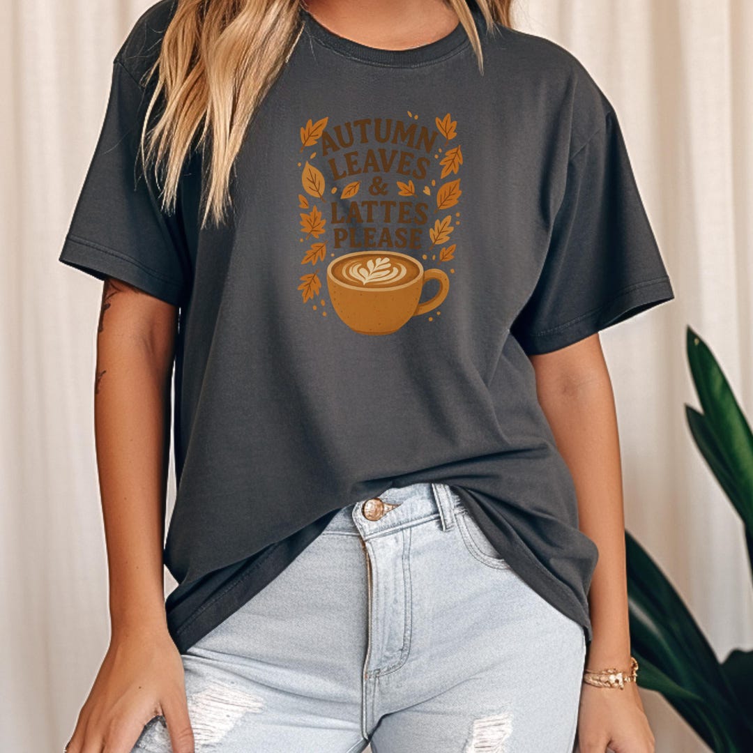 Autumn Leaves Latte Art Shirt: Comfort Colors Fall Coffee Tee - Etsy