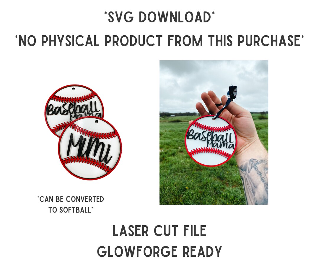 Baseball Car Charm SVG: Laser Cut File, Glowforge Ready (digital ...