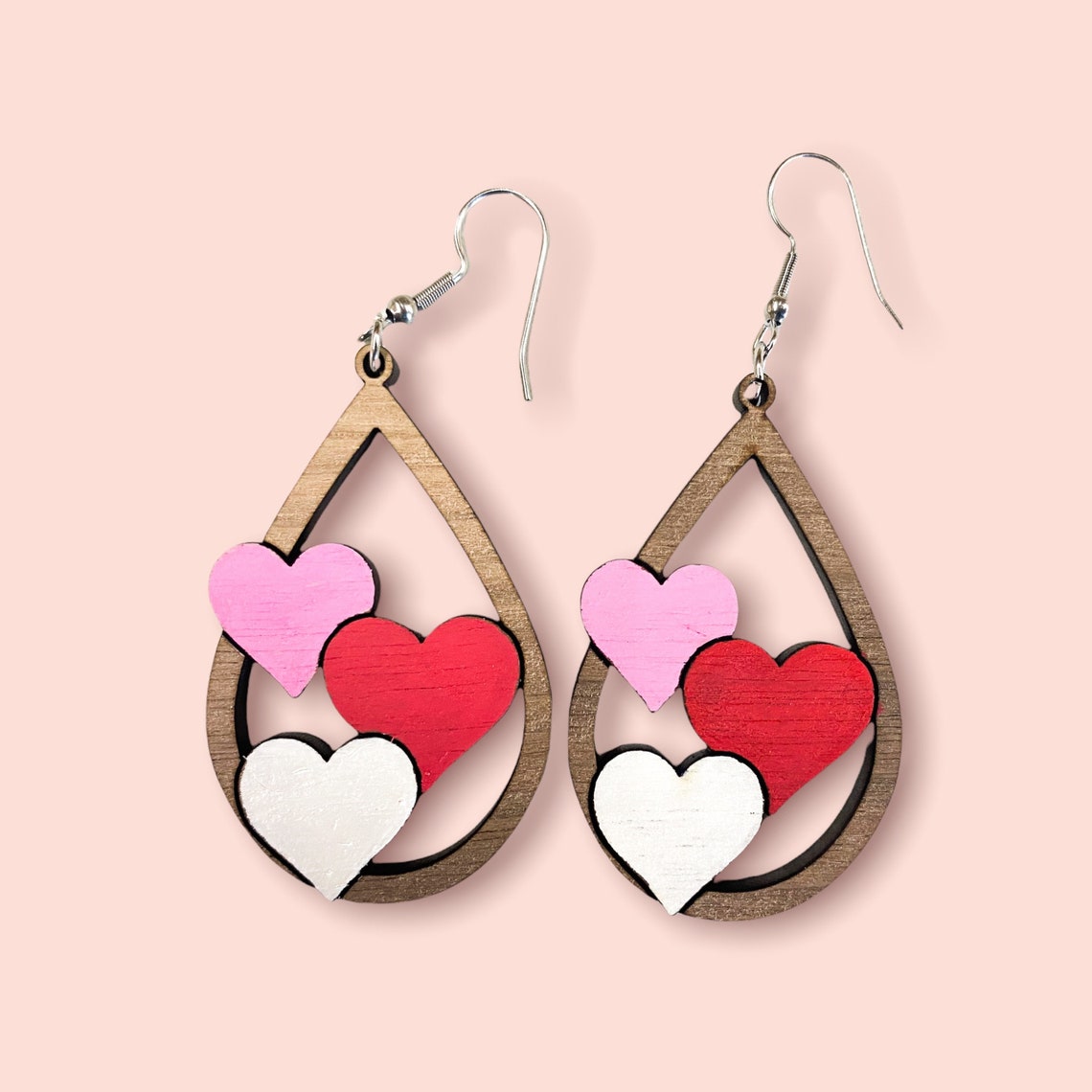 Valentine 3 Heart Teardrop Earring SVG Cut File Valentine | Etsy