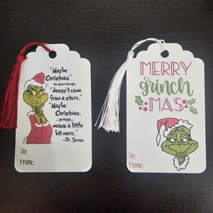Vintage Grinch Cardstock Tags for Christmas Gifts. - Etsy