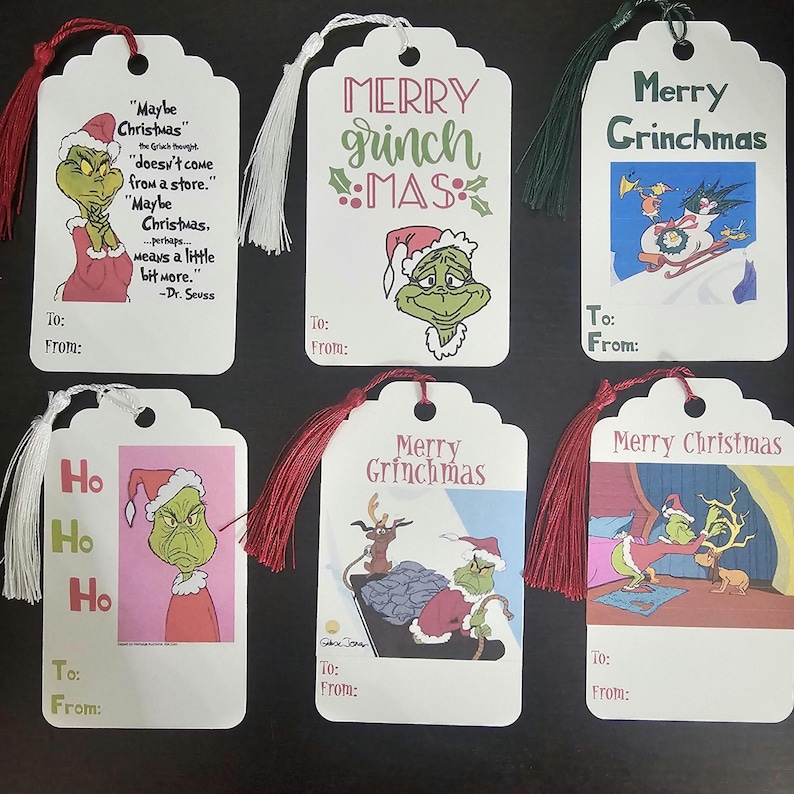 Vintage Grinch Cardstock Tags for Christmas Gifts. - Etsy