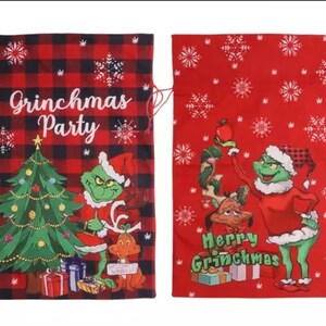 SANTA Grinch Sack Bags, Unbelievably Soft, Large Christmas Cloth Bag ...
