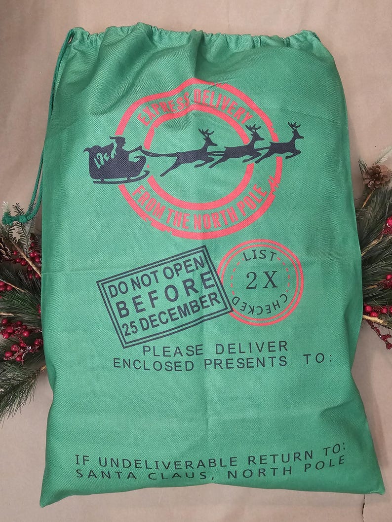 Personalized XL Santa Sack, North Pole Express Christmas Gift Bag (34 ...