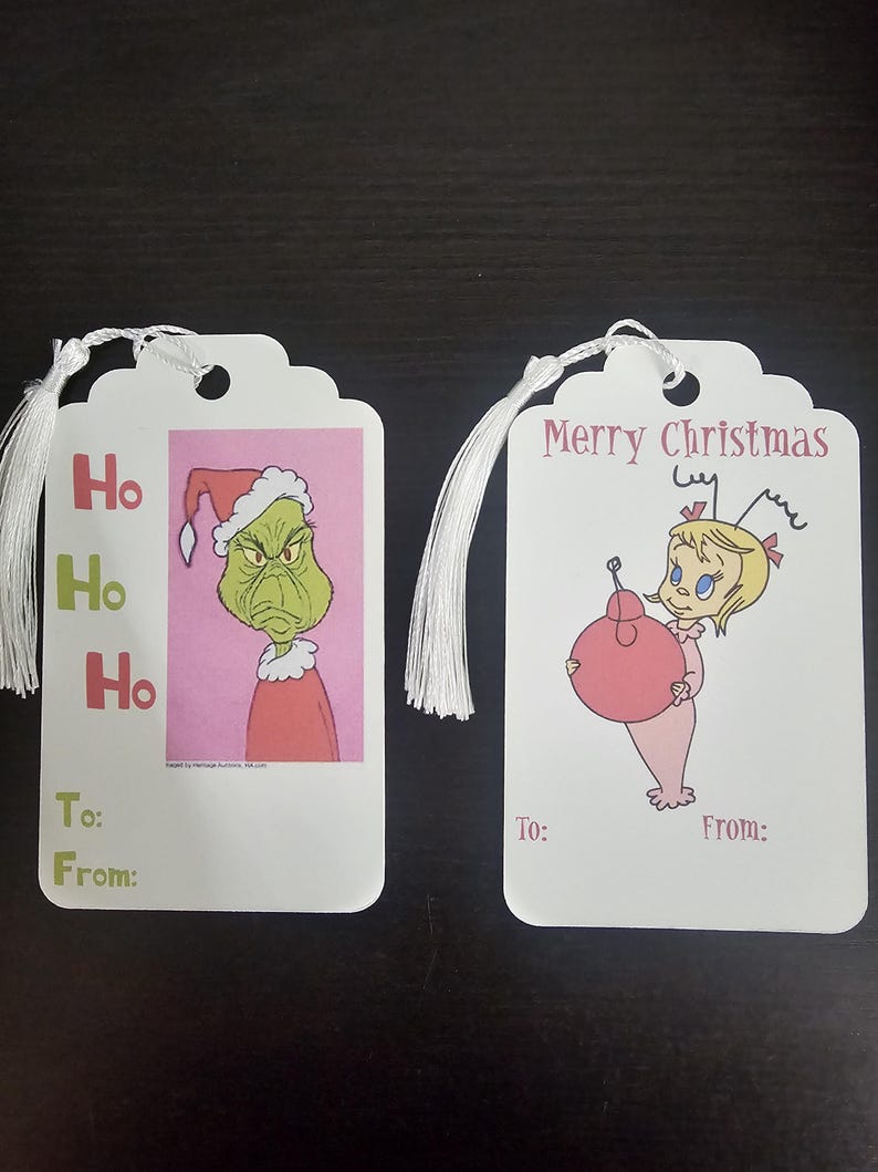Vintage Grinch Cardstock Tags for Christmas Gifts. - Etsy