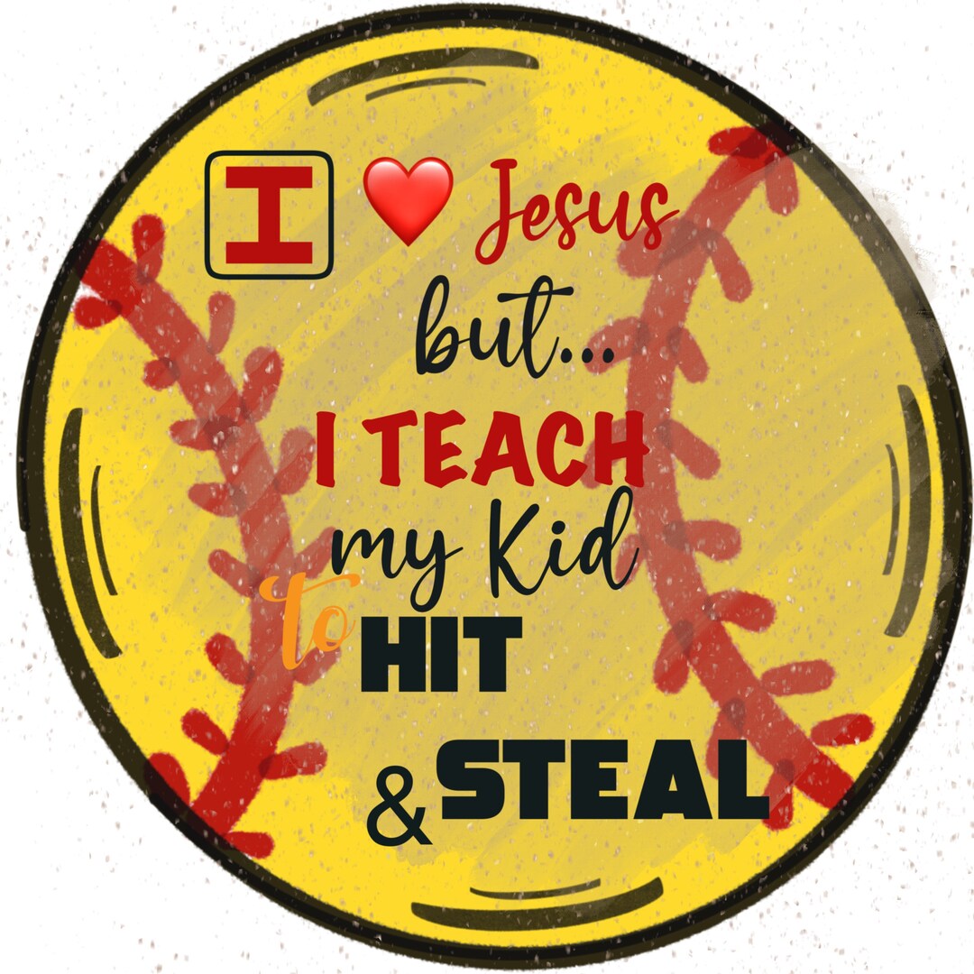 I Love Jesus Softball, Christian Png Hand Drawn Sublimation Design ...