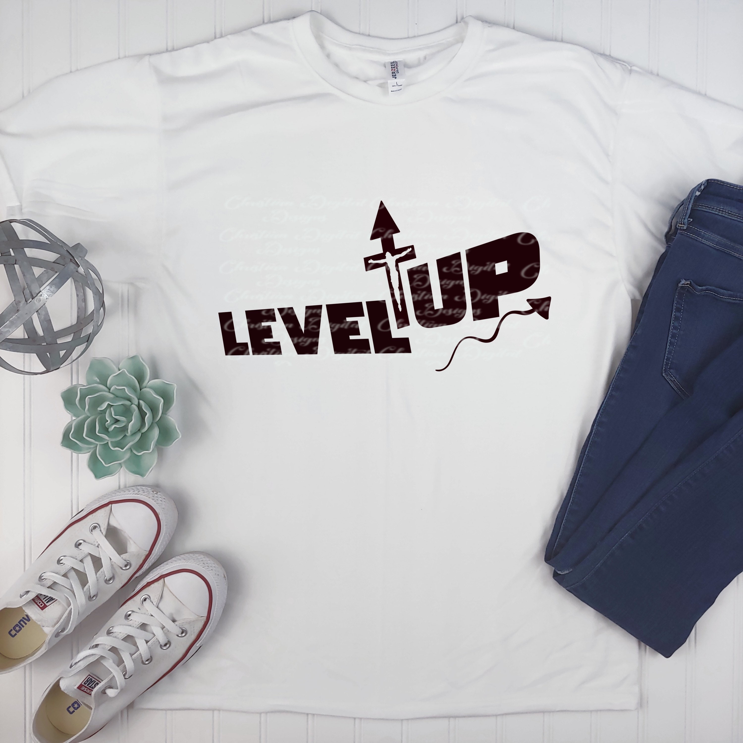 Level up Jesus on Cross, Hand Drawn Sublimation Design, Digital ...