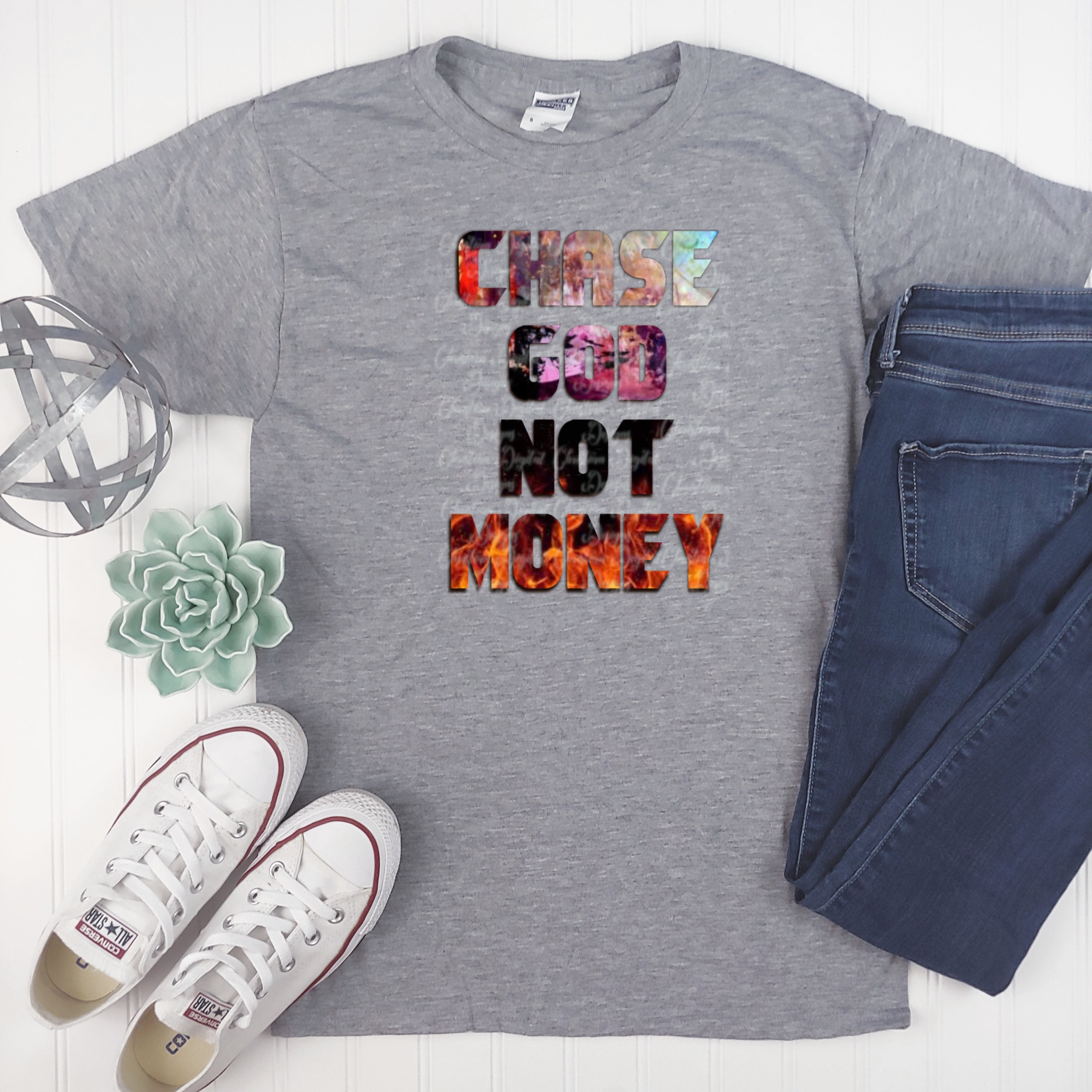 Chase God not money, Handgezeichnetes Sublimation Design, Digitaler ...