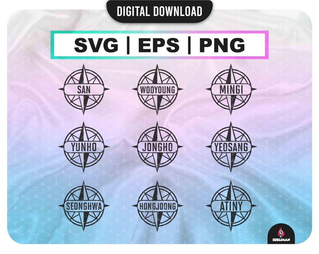 Ateez Members Svg / Ateez Kpop PNG / Ateez Member Printable Decal EPS ...