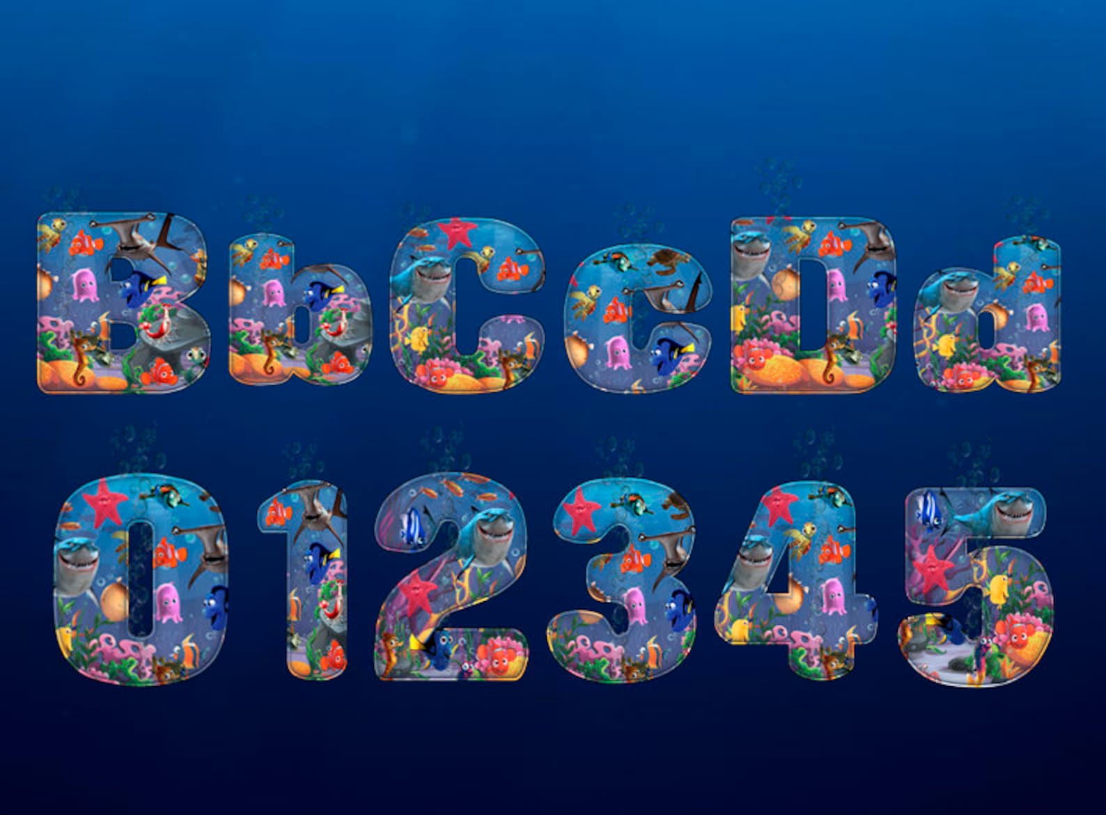 Finding nemo alphabet clipart png letters png files letters | Etsy