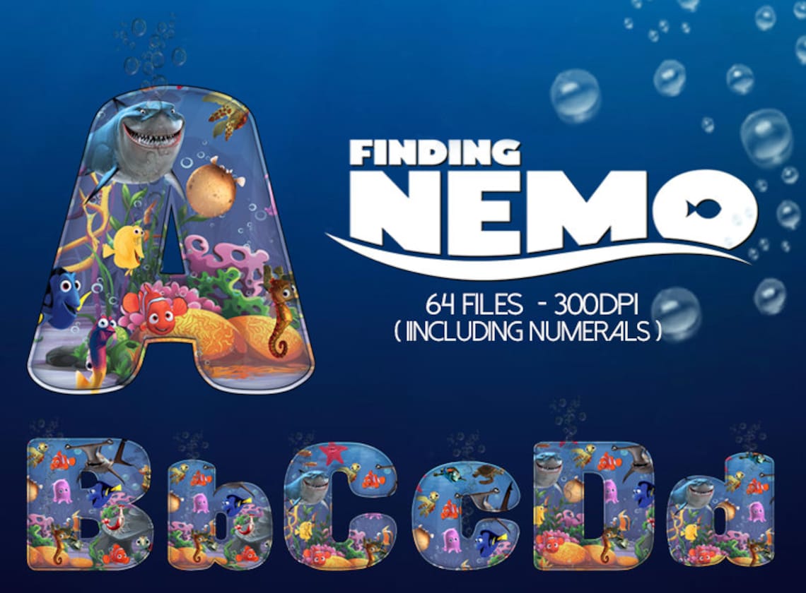 Finding nemo alphabet clipart png letters png files letters | Etsy
