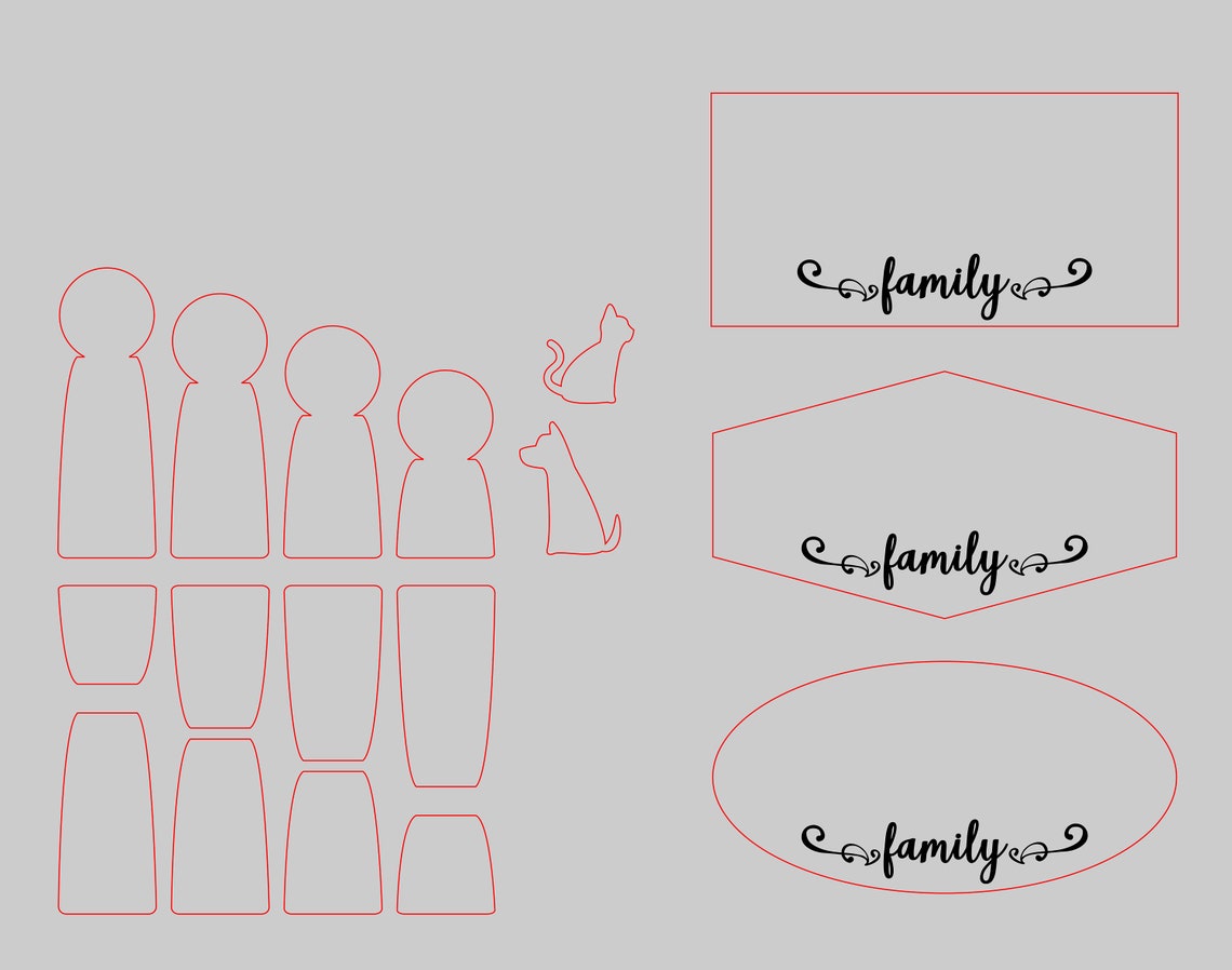 Minimalist Family Portrait SVG File: Laser Cut Home Decor (digital ...